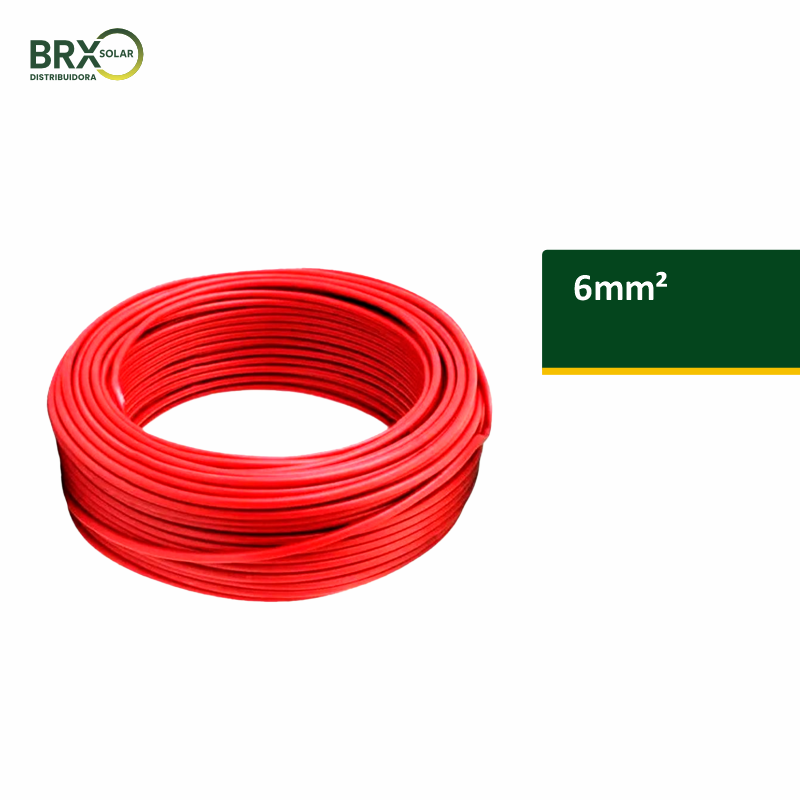 Cabo Solar Vermelho 6 mm² - BRX Solar - Distribuidora